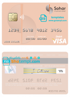 editable template, Oman Sohar International Bank visa debit card, fully ...